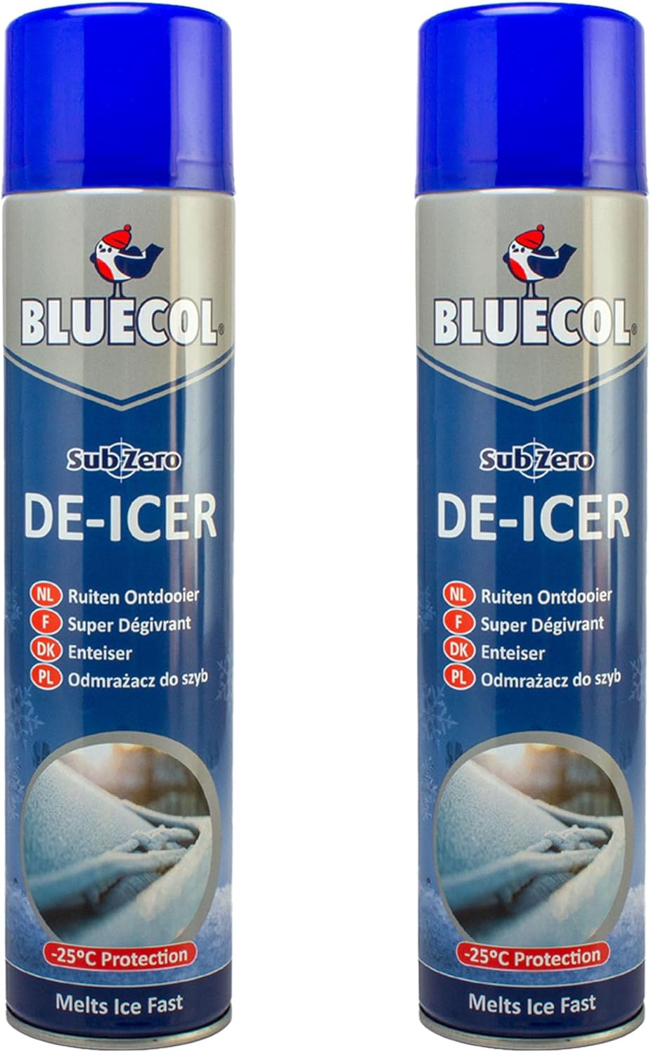 Bluecol BLD600 Sub Zero De-Icer Aerosol Fast Ice Melt 600ml x 2 ...