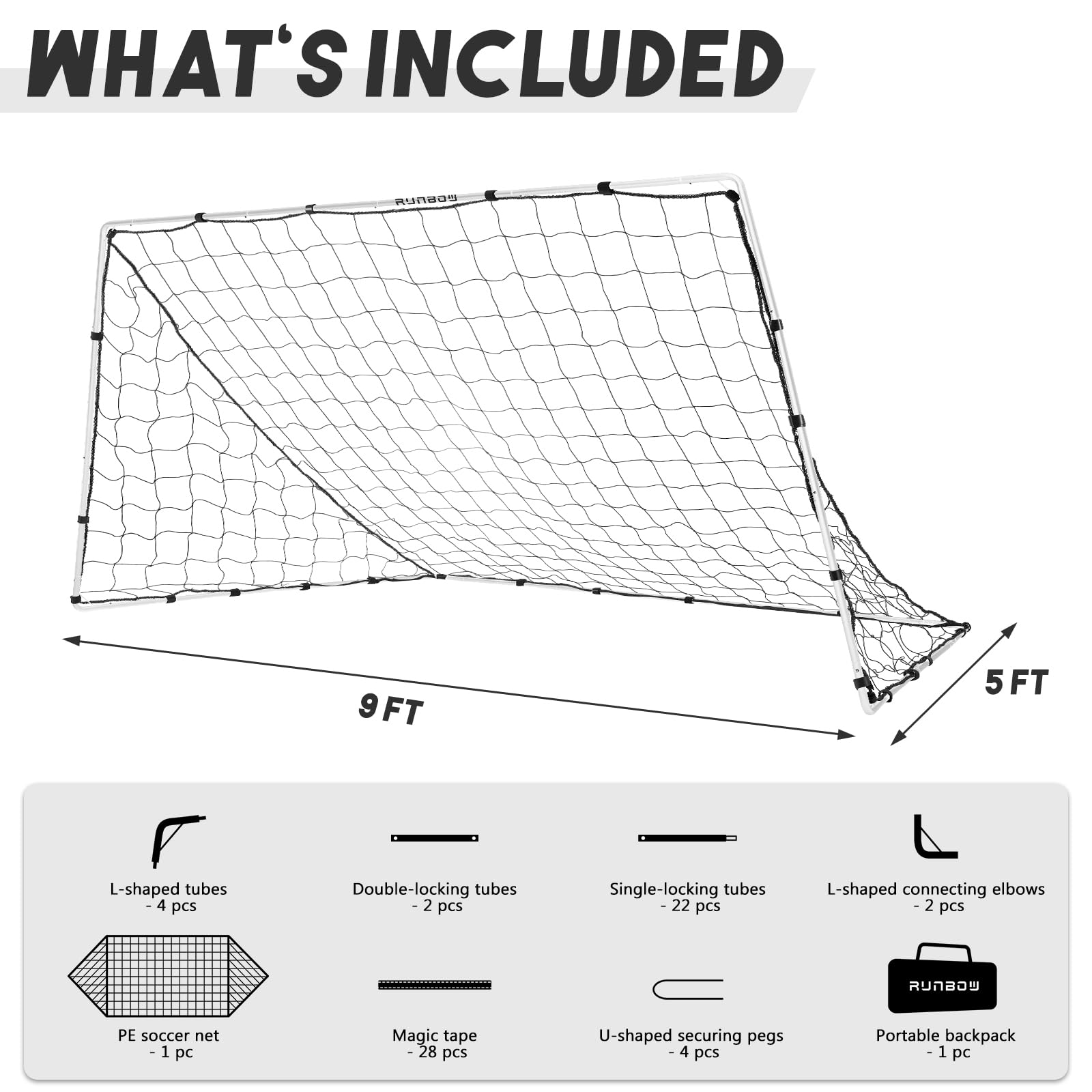 Snapklik.com : RUNBOW Kids Soccer Goals For Backyard, 6x4 9x12FT Metal ...