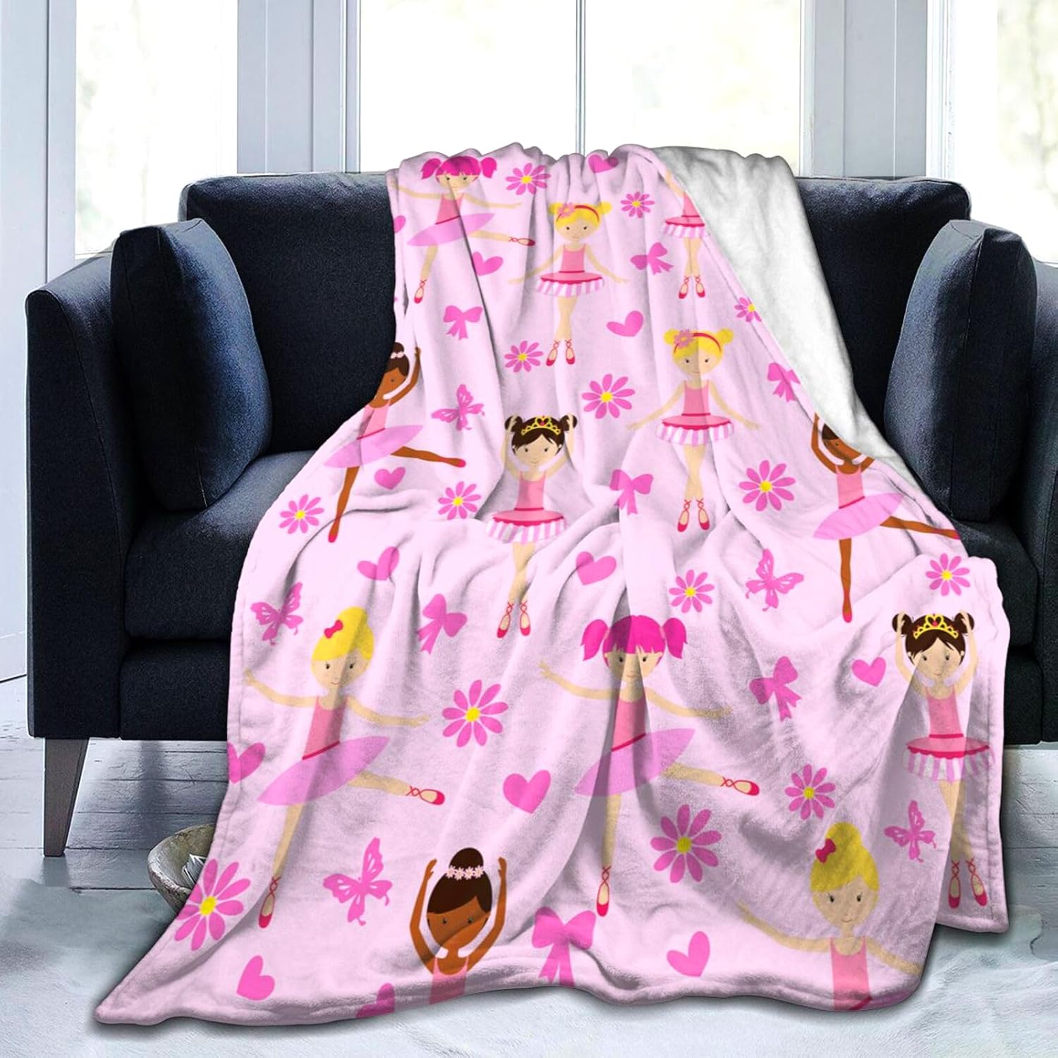 Amazon.com: Cute Girl Ballerina Blanket Super Soft Warm Flannel Throw ...