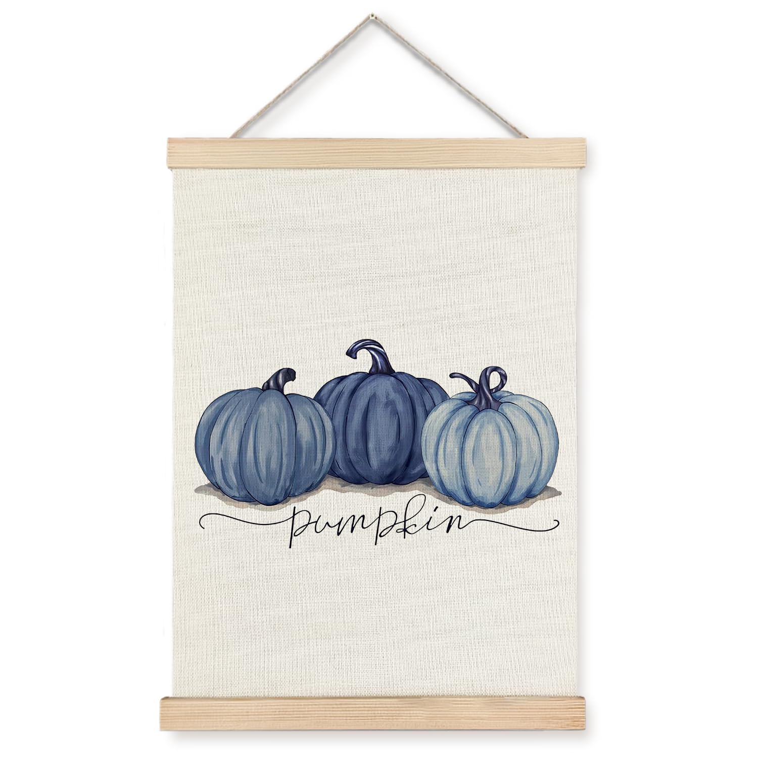 Amazon.com: Supwhd Watercolor Fall Blue Pumpkin Wall Art with Wooden ...