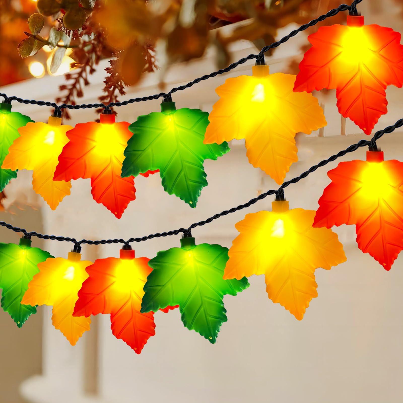 Amazon.com: Konictom Fall Leaf String Lights,8.5Ft Fall Outdoor Lights ...