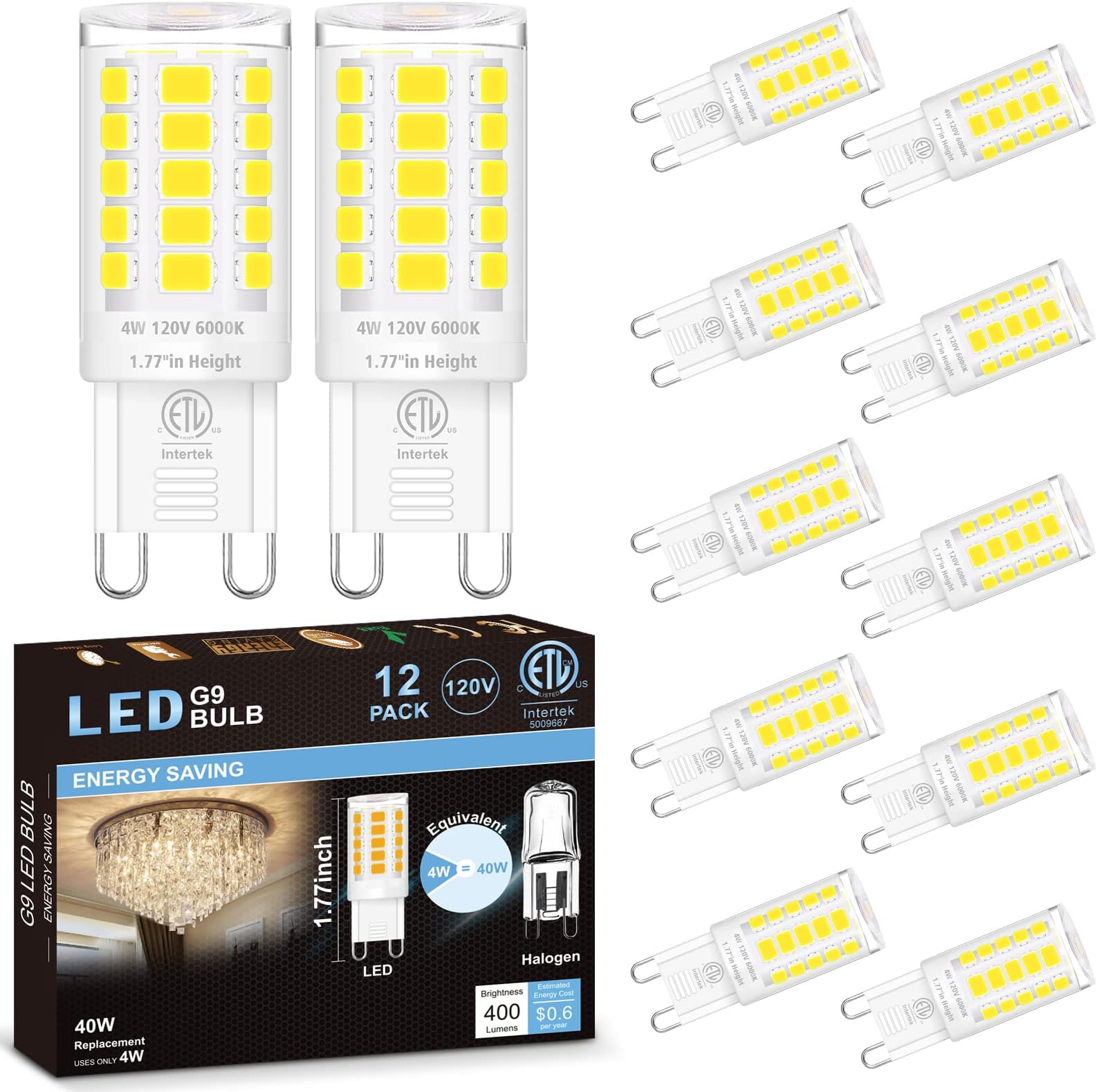 JERYJO G9 led Light Bulb,5w Replacement for 40w Halogen G9 Bulb ...