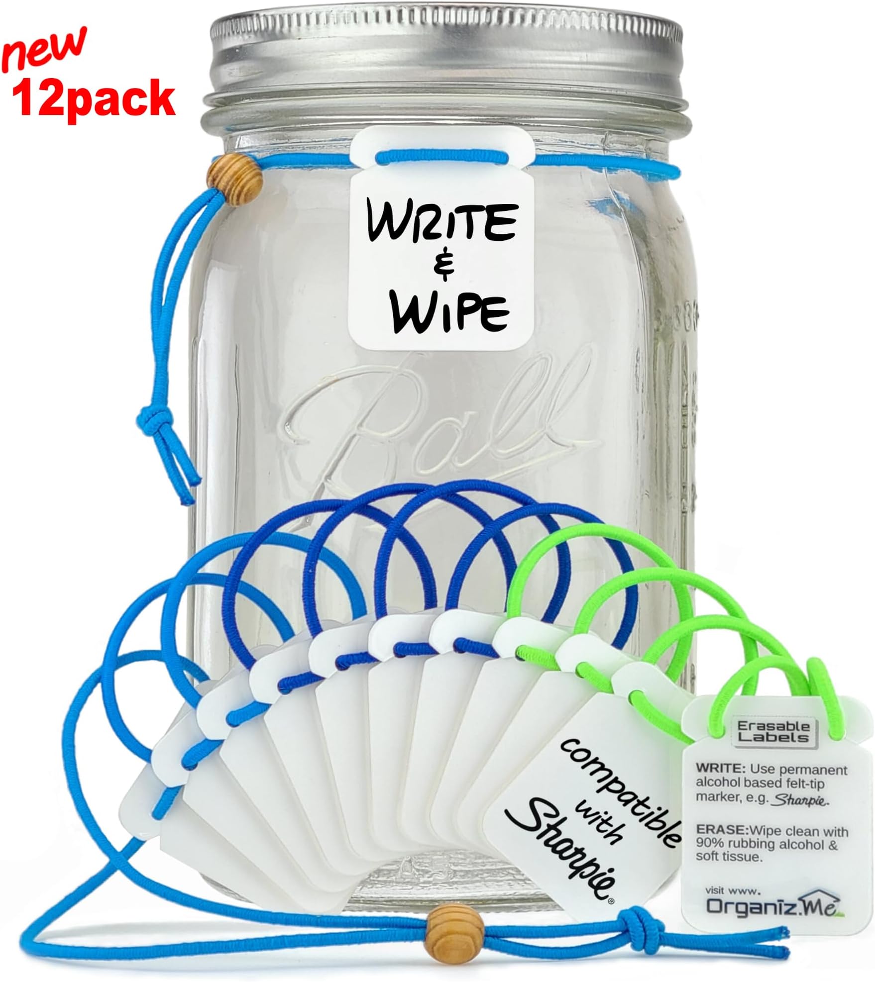 Amazon.com : Zegghead Re-Usable Mason Jar Tags, Jar Labels with Elastic ...