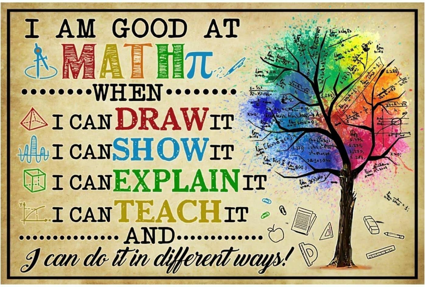 Amazon.com: Xiddxu Good at Math Teacher Poster School Decorations for ...