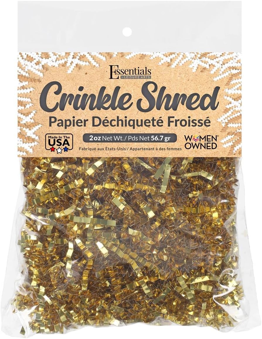 Amazon.com: Essentials by Leisure Arts Crinkle Shred Bag, Metallic Gold ...