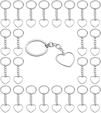 PHAETON 30PCS Hollow Heart Shape Key Ring Metal Key Chains Friendship ...