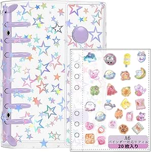Amazon.co.jp: Transparent Seal Notebook, A6 Clear Binder [1 Binder + 20 ...