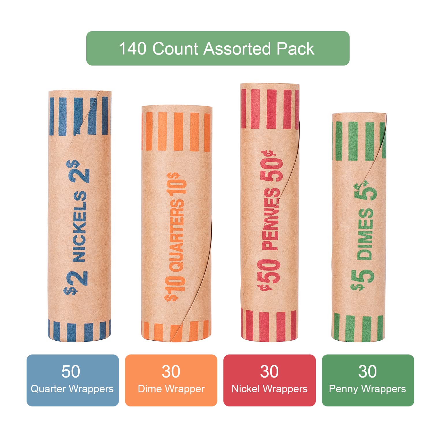 Snapklik.com : Coin Wrappers For All Coins Coin Rolls Wrappers Coin ...