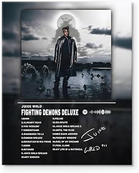Amazon.com: Juice Wrld Fighting Demons Deluxe Album Canvas Wall Art ...