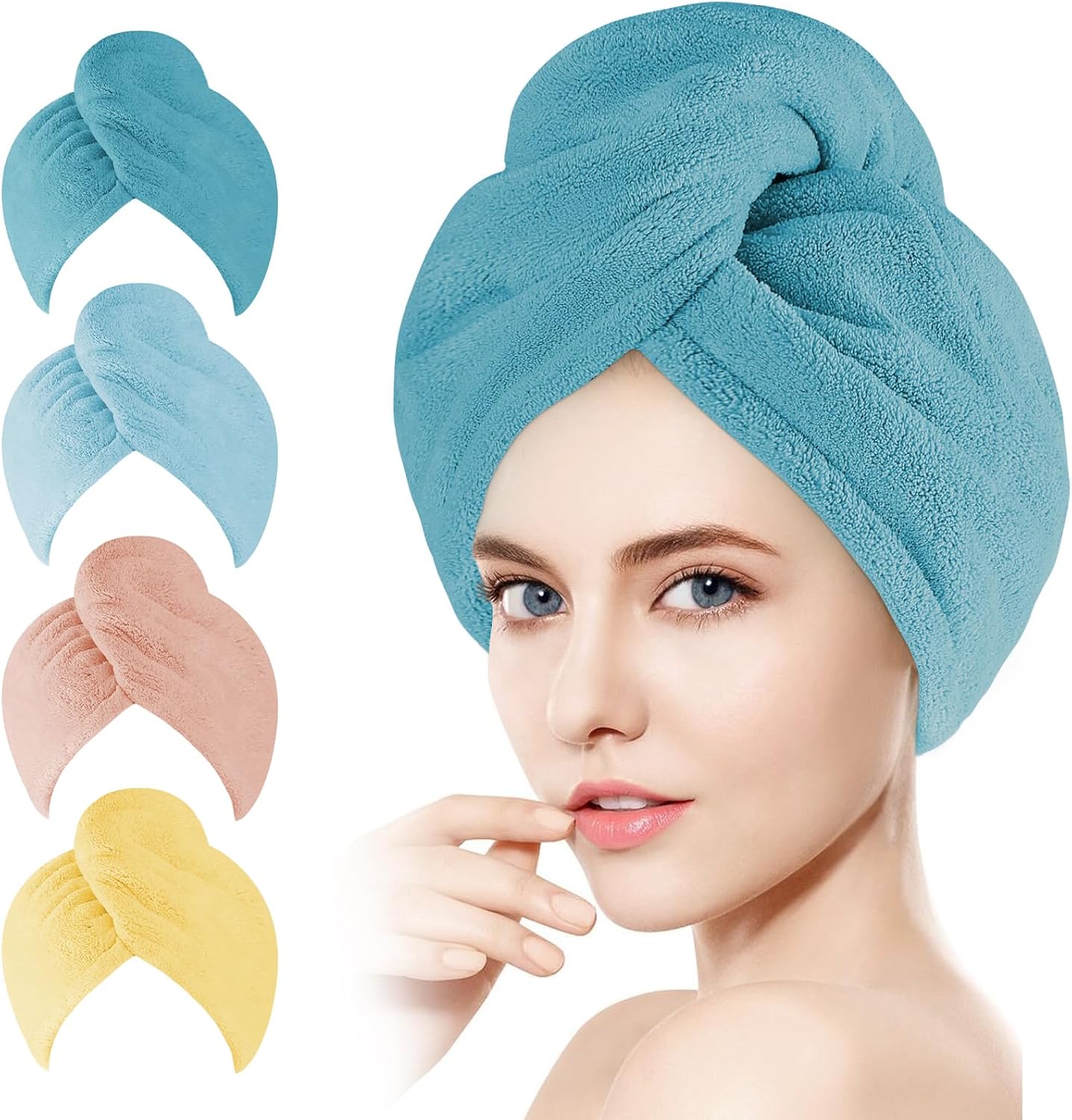 Amazon.com: Bomeiyi Microfiber Hair Towel Wrap - Fast Drying Turbans ...