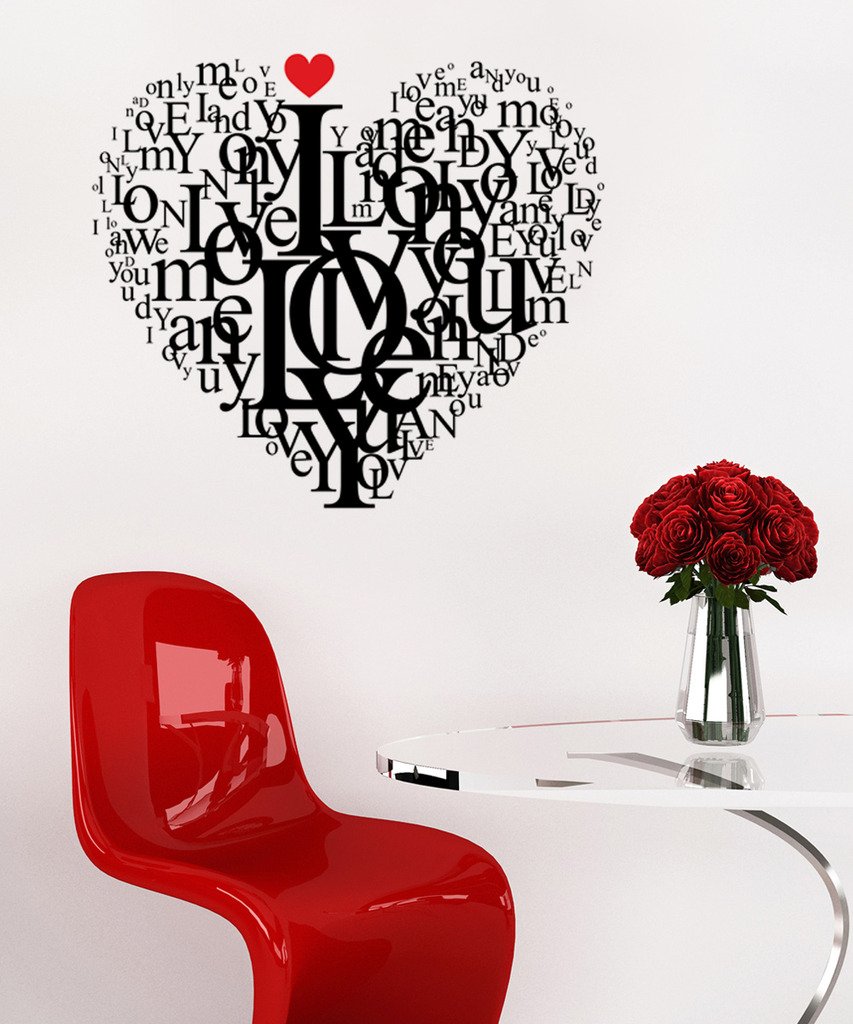 Decals Design 'Love Quote in Heart Shaped' Wall Sticker (PVC Vinyl, 60 ...
