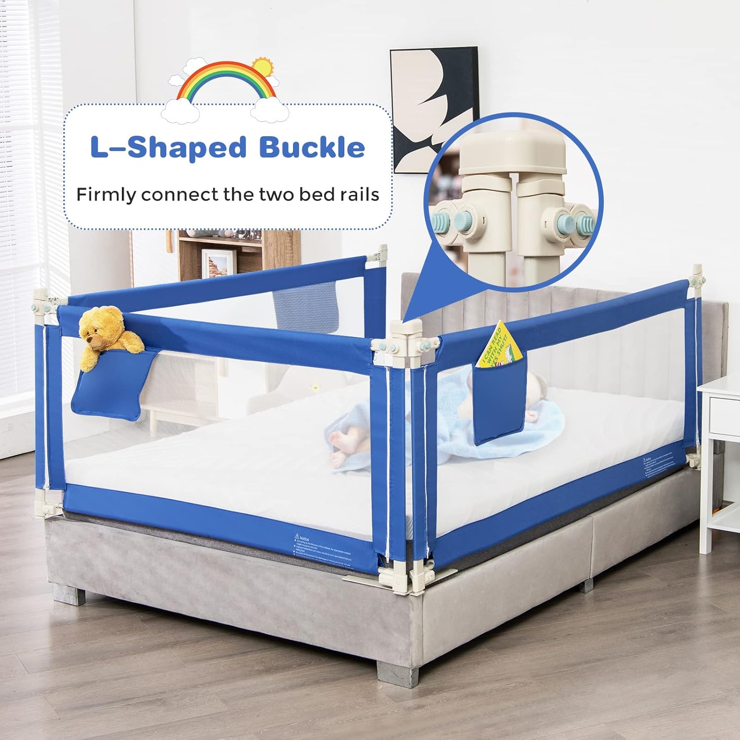 Buy HONEY JOY Bed Rail for Toddlers, 57-in Extra Long, Portable Safety ...