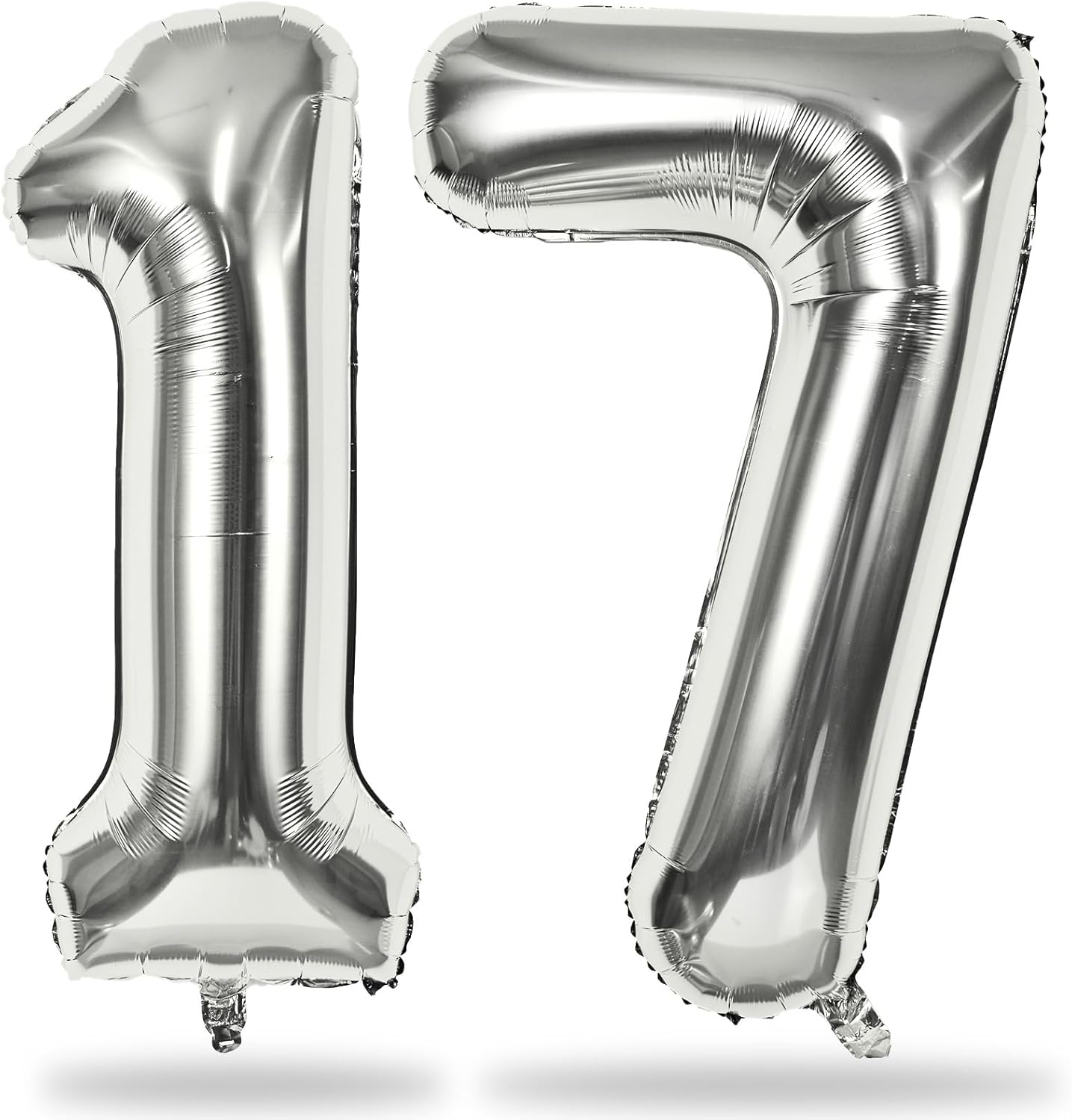 Amazon.com: Large Silver Number 17 Balloon, Foil Number 1 and 7 Helium ...