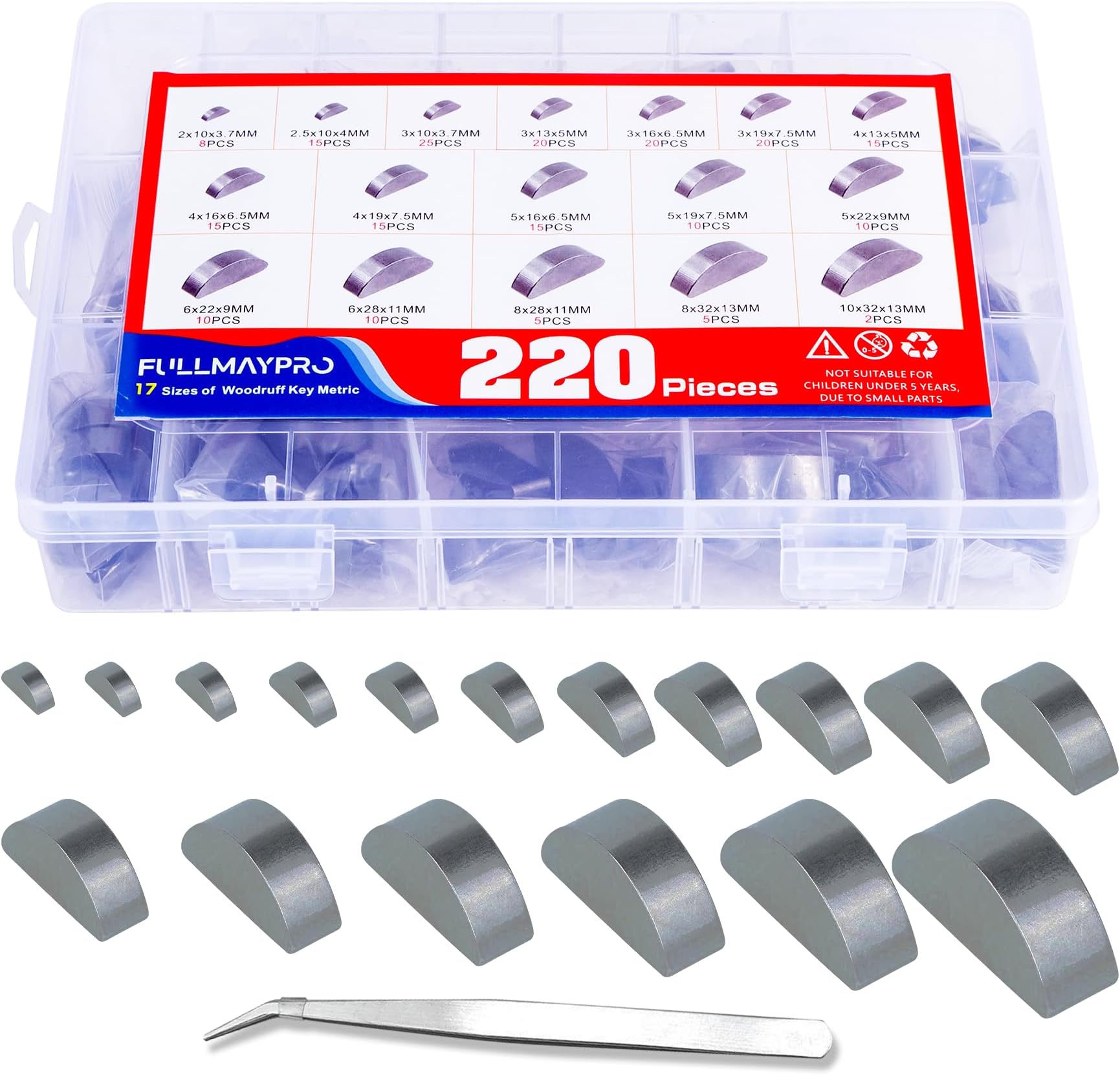 Amazon.com: Woodruff Key Assortment Kit, 80pcs Metric Woodruff Keys ...