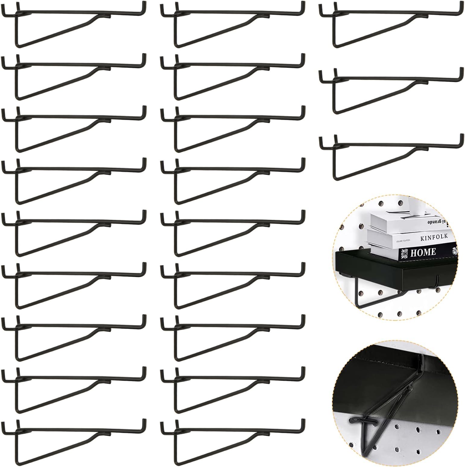 Amazon.com: 20 Pack Pegboard Shelf Hooks, 6" Black Pegboard Shelf ...