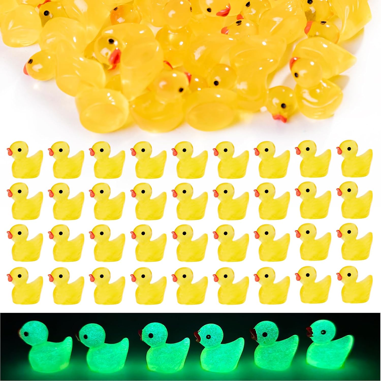 Amazon.com : Nerfcareani 100 Pieces Mini Resin Luminous Ducks Yellow ...