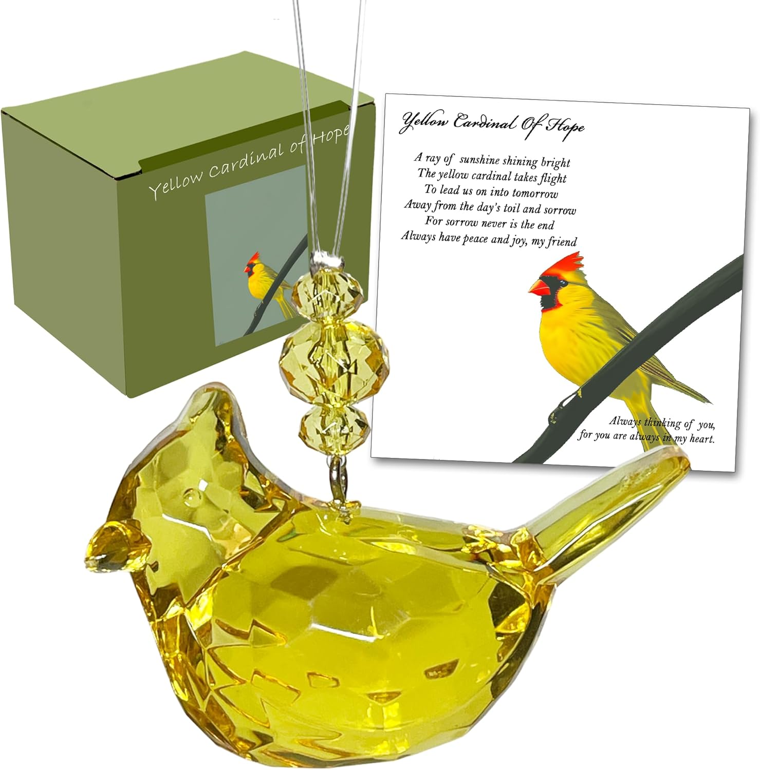 Amazon.com: Elskandi Yellow Cardinal of Hope - Yellow Bird Ornament ...
