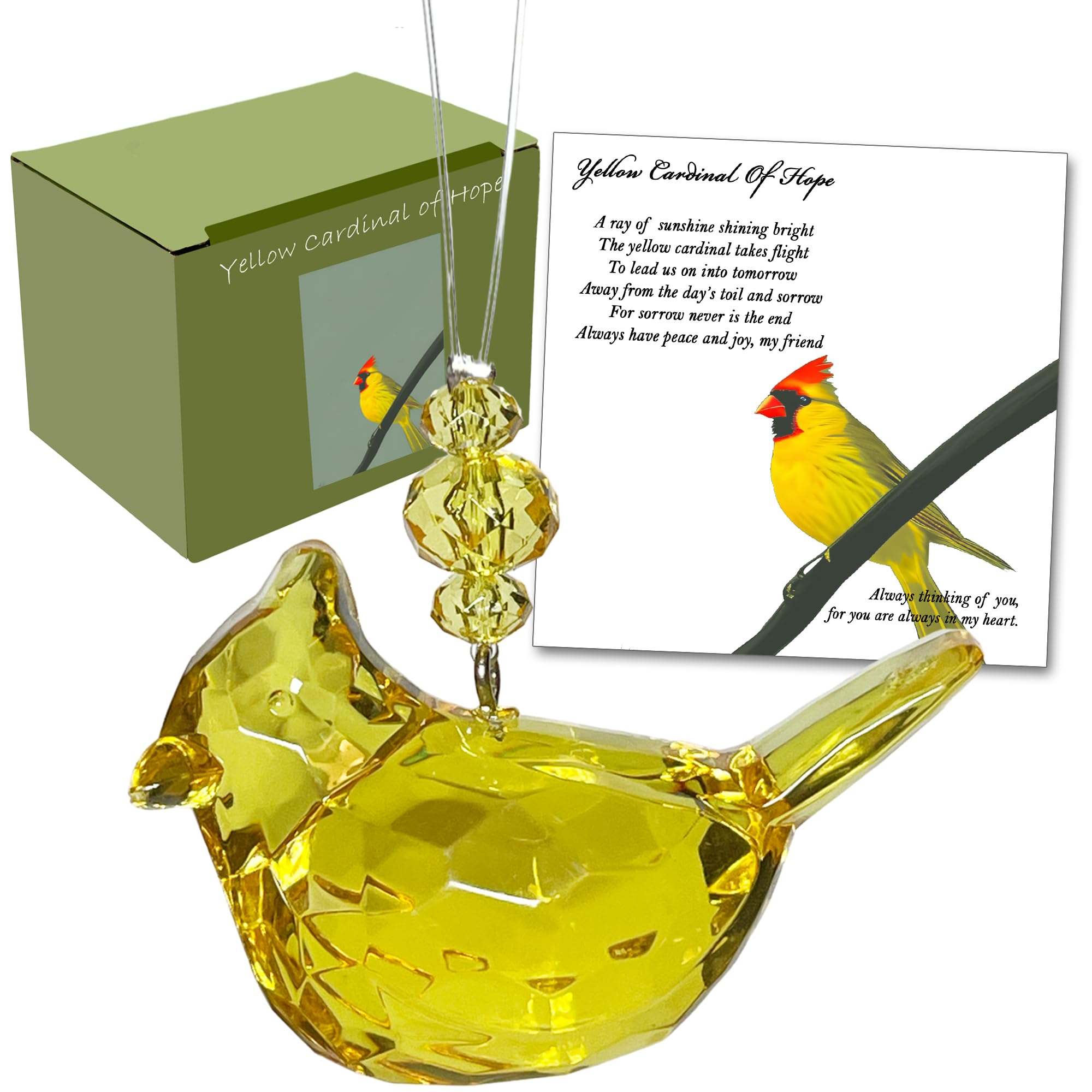 Amazon.com: Elskandi Yellow Cardinal of Hope Ornament, Peace & Joy ...
