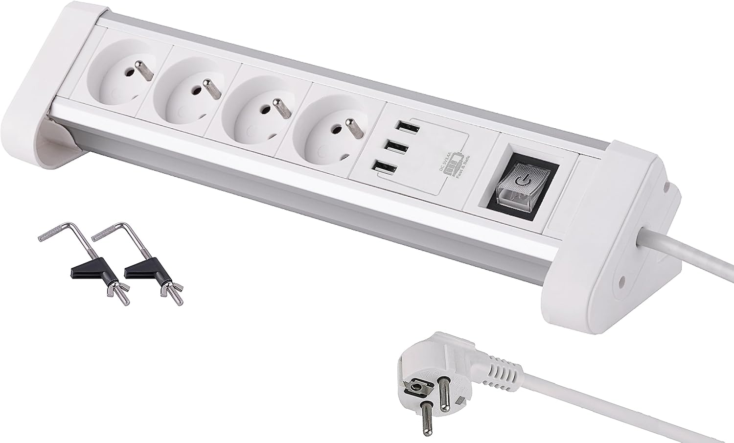 Electraline 35440 Tischsteckdose Einbauleuchte 4 Steckdosen + Schalter ...