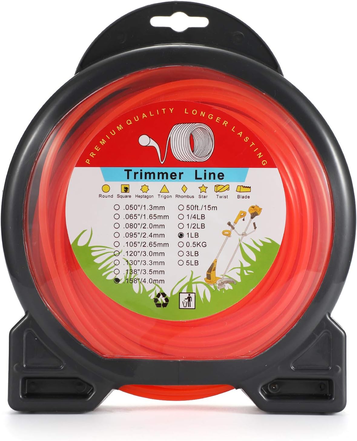 Amazon.com : BlueNatHxRPR 0.155 Inch 1 Pound Square String Trimmer Line ...