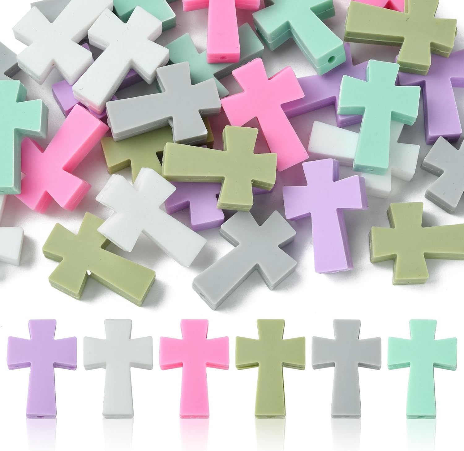 Amazon.com: Ipotkitt 30 Pcs 6 Colors Cross Silicone Focal Beads ...