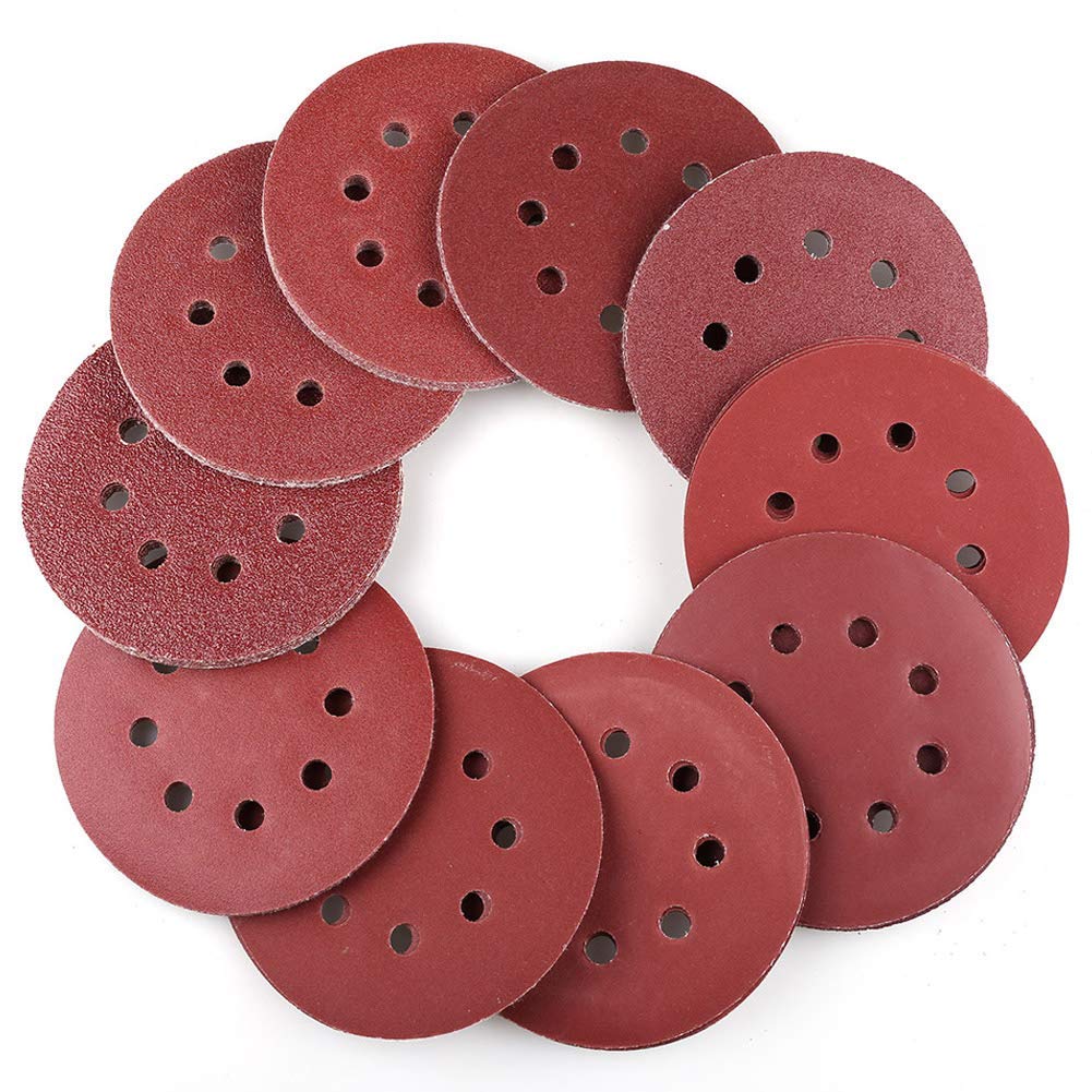 VASLON 100-piece Sandpaper Set – 5 Inch 8 Holes Sanding Discs 10 ...