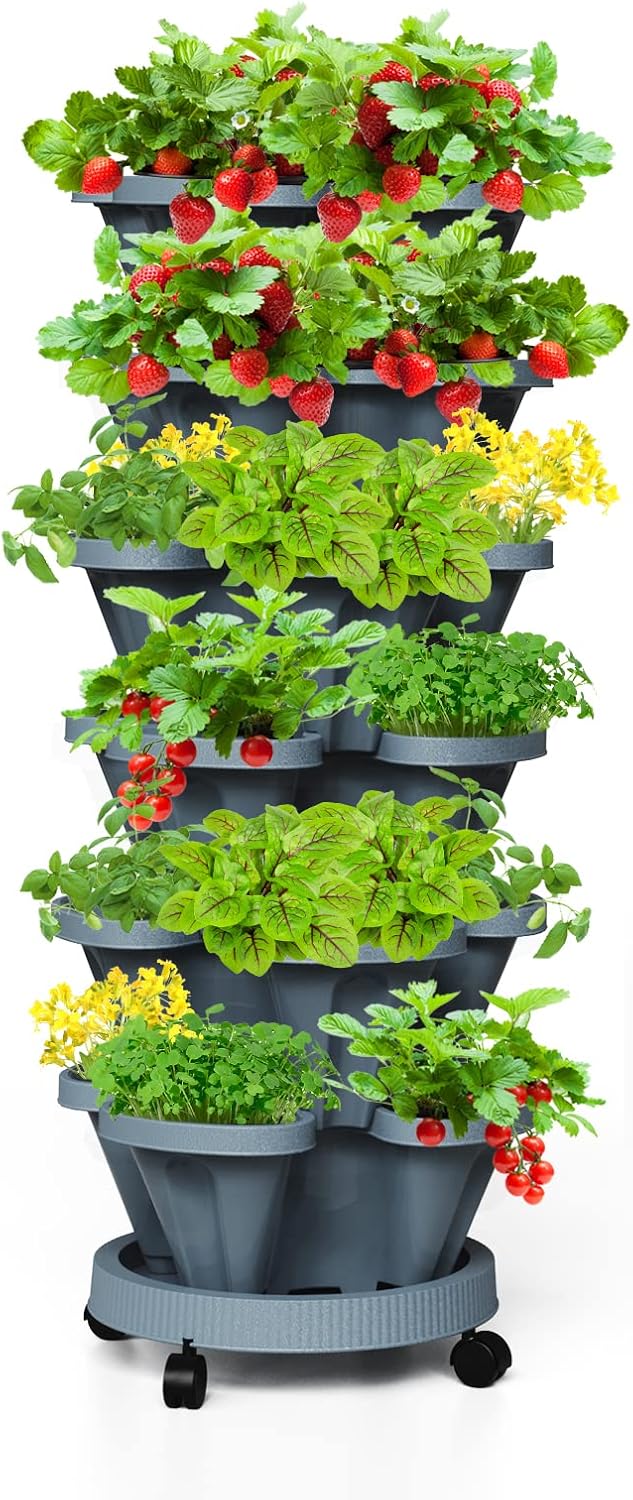 Amazon.com: Tectsia Strawberry Stackable Planters, Vertical Tower ...