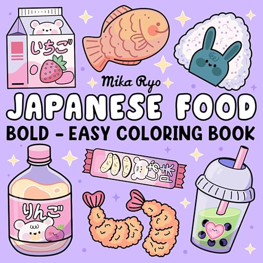 Japanese Food Coloring Book: Bold and Easy Designs For Relaxation ...