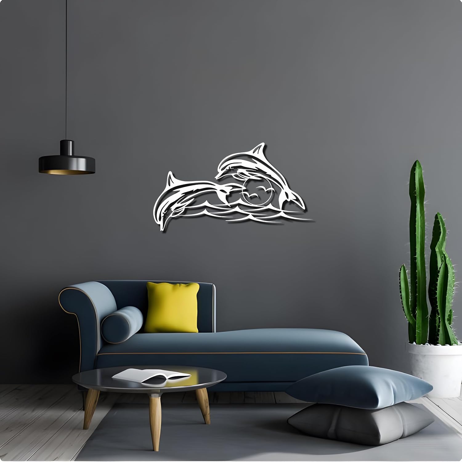 Amazon.com: Dolphin Sunset Metal Wall Art, Metallic Dolphin Wall Decor ...