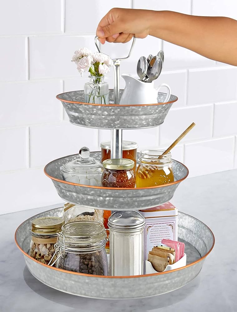 Galvanized 3 Tier Serving Tray 3 Tier Serving Tray Galvanized,