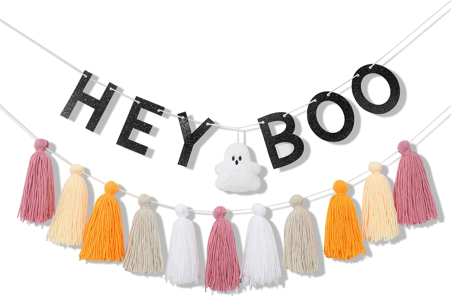 Amazon.com: Hey Boo Bunting Banner with Ghost Tassels - Ghost Tassel ...
