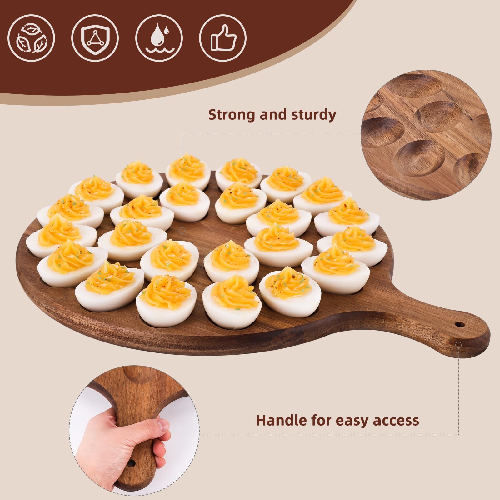 Snapklik.com : Deviled Egg Platter, Wooden Deviled Egg Tray 24 Holes ...