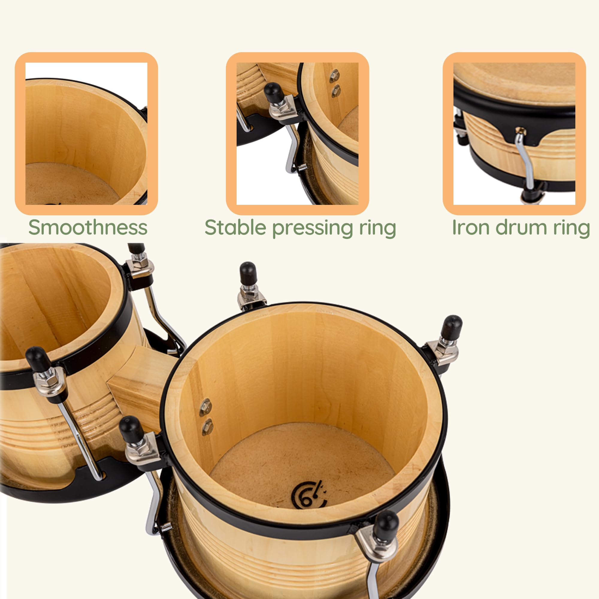 Snapklik.com : BAHAMUT Bongo Drum Set, 7+9 Wooden Bongos For Adults ...
