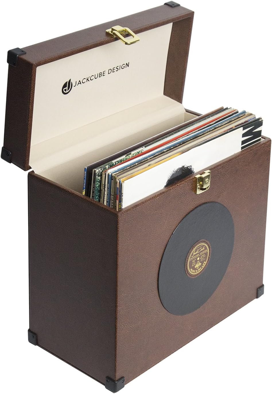 Amazon.com: JackCubeDesign Leather LP Vinyl Record Album Storage Case ...