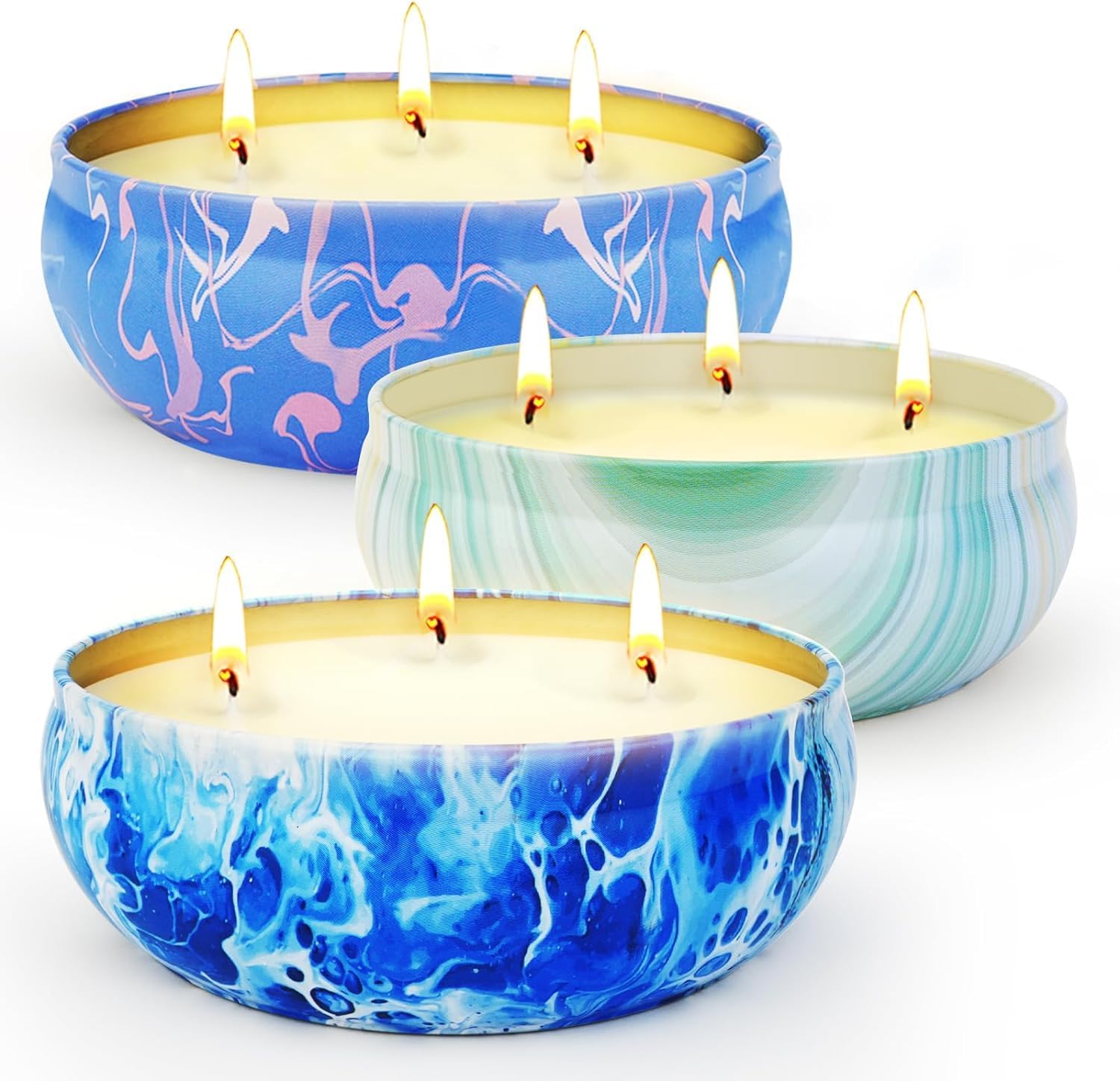 3 PCS Citronella Candle Outdoor, 3 Wick 27 OZ Scented Candles in Metal ...