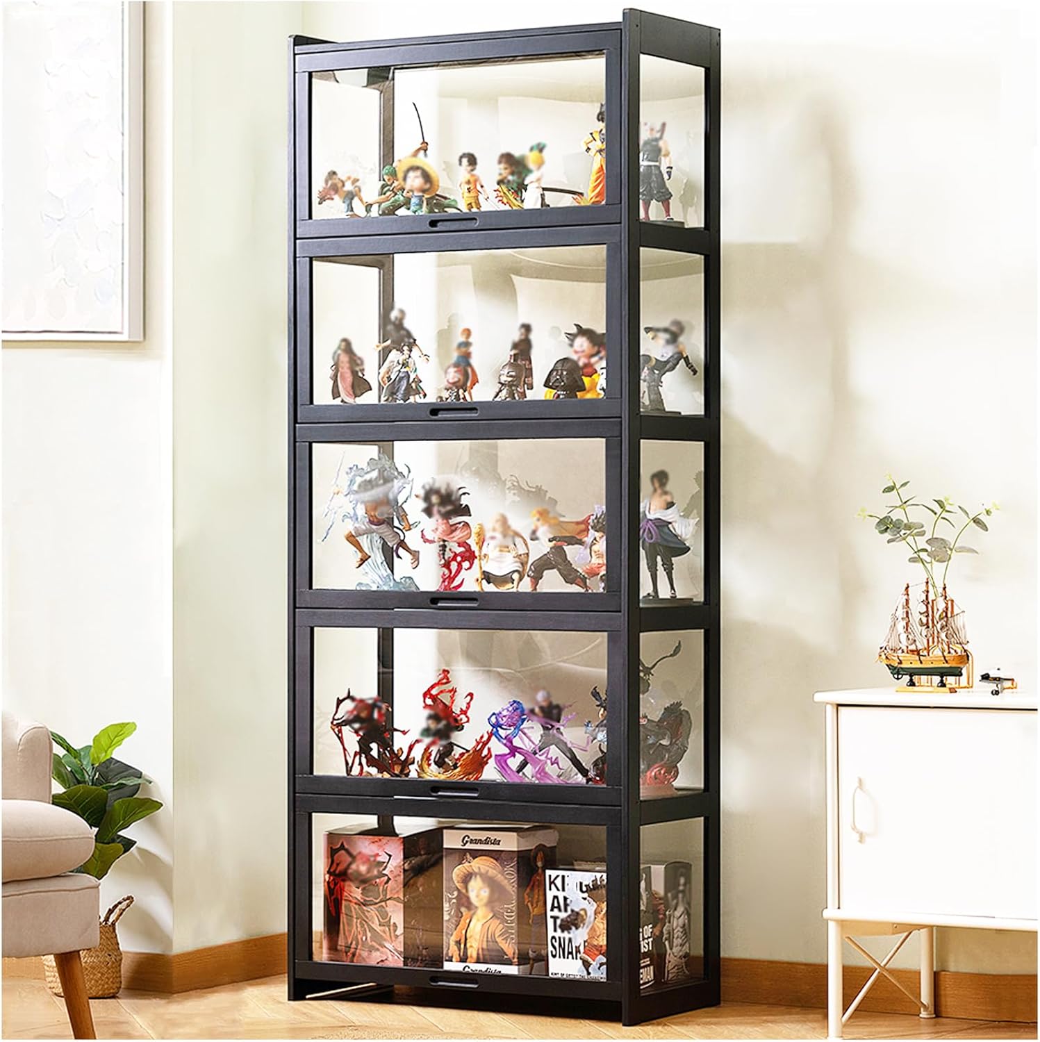 Amazon.com: Toys Display Case Clear Showcase | Acrylic Flip Doors ...