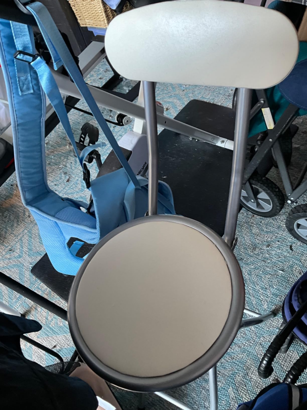 Oypla White Padded Folding High Chair Breakfast Kitchen Bar Stool Seat ...