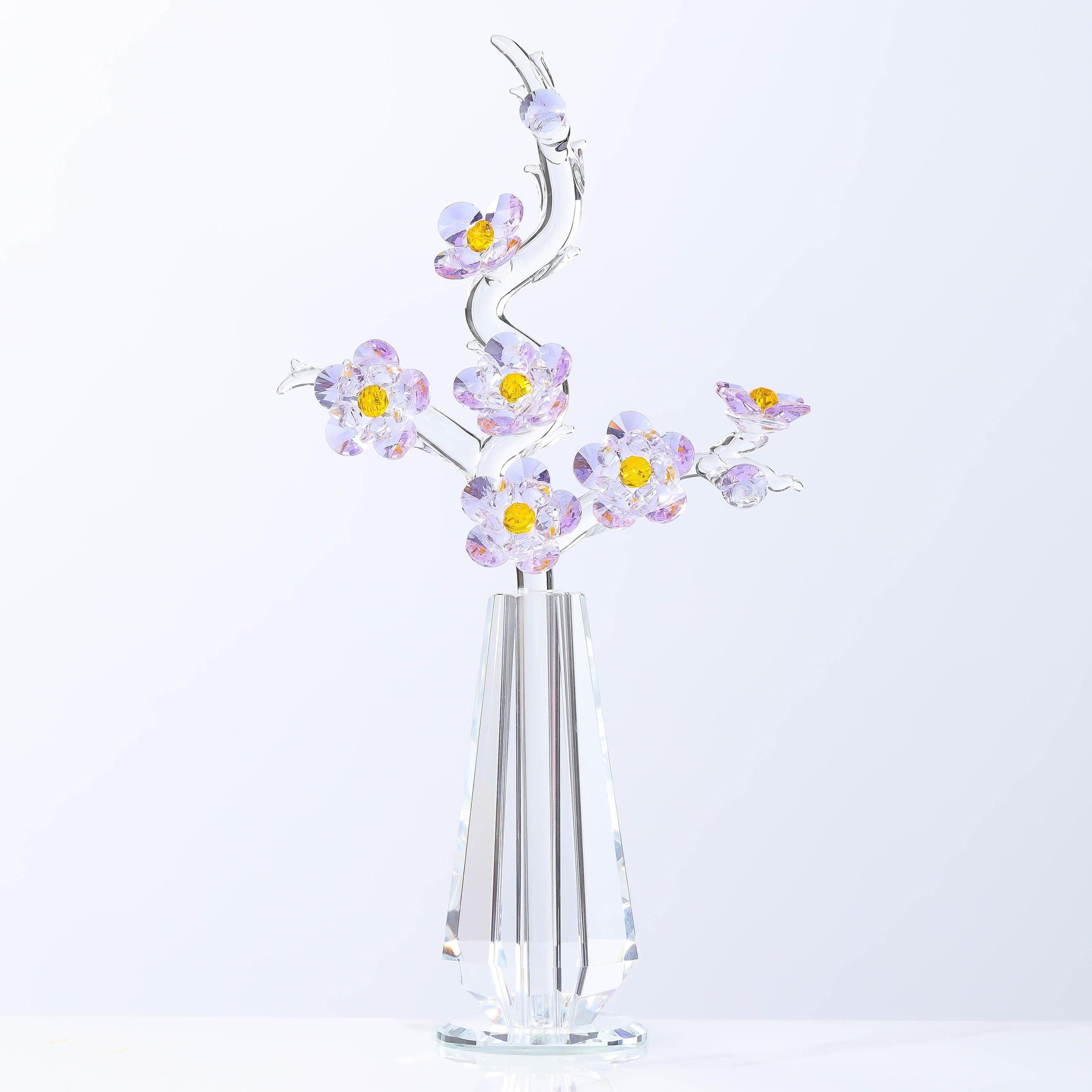 Amazon.com: Red Cherry Blossom Crystal Flowers with Stems - Glass ...