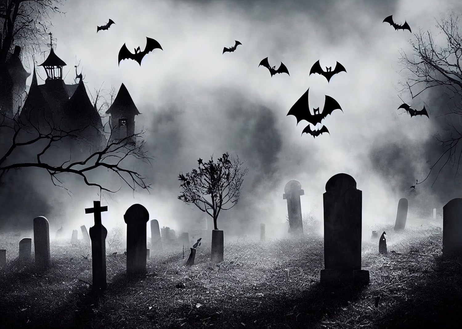 Amazon.com : BELECO 12x10ft Fabric Halloween Graveyard Backdrop Creepy ...