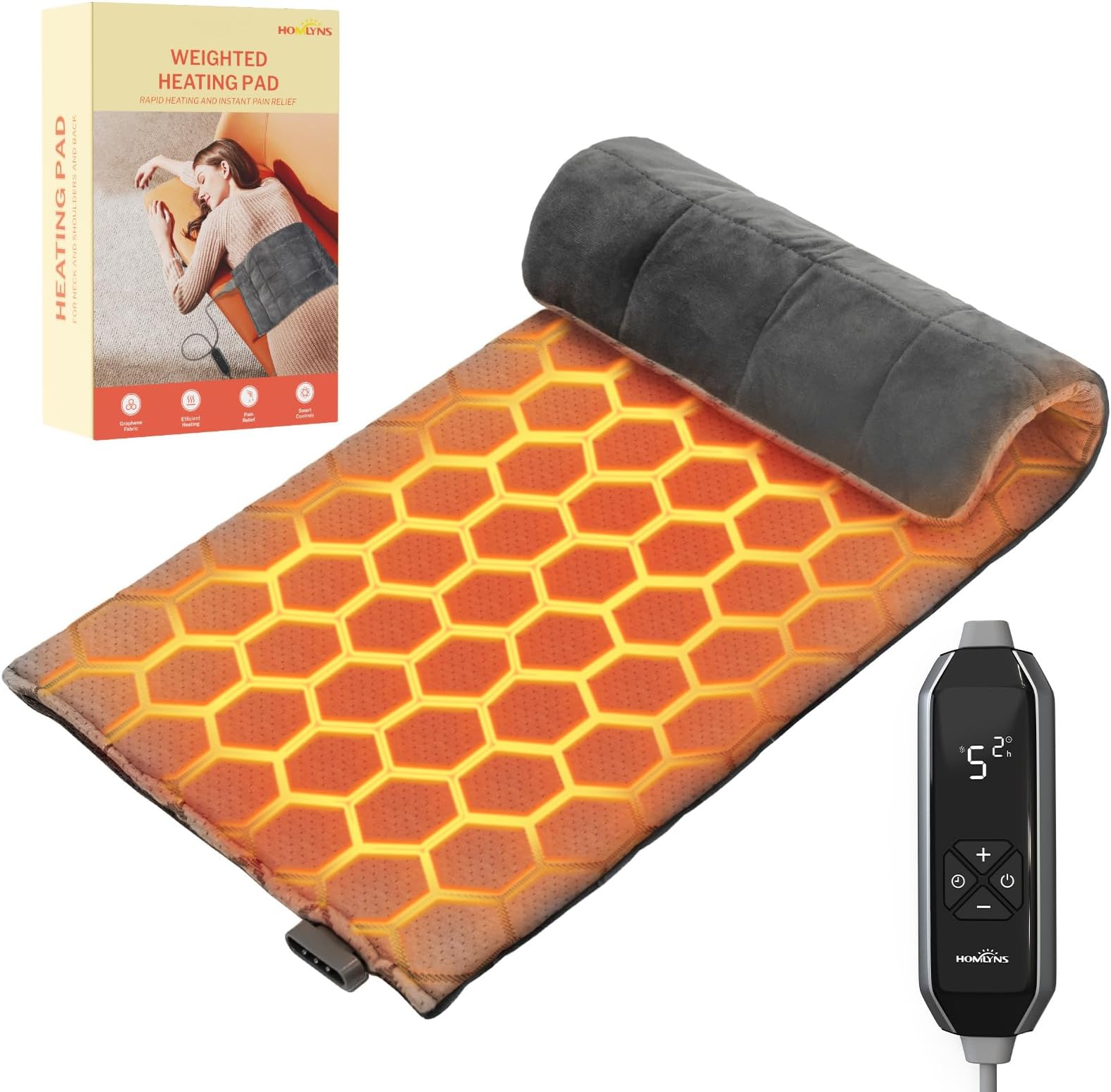 Amazon.com: HOMLYNS RelaxRite Graphene Heating Pad for Back Pain Relief ...