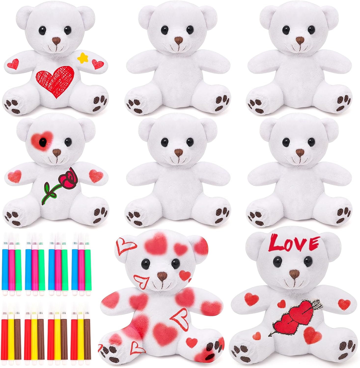 Amazon.com: HAPGFS 8Pcs Bear Party Favor Bulk Toys Mini Plush Bear ...