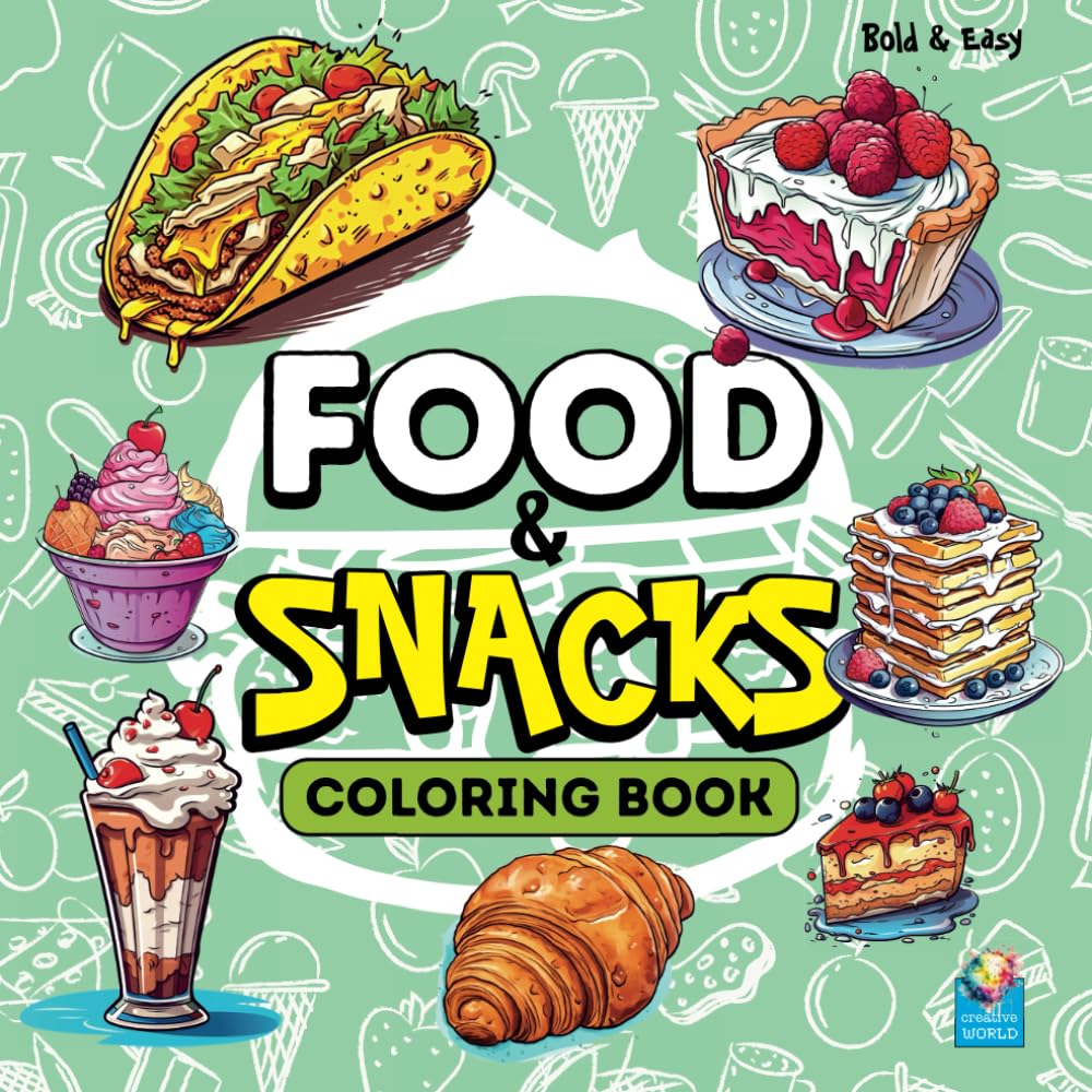 Amazon.com: Food & Snacks Coloring Book: Bold & Easy Designs for Adults ...