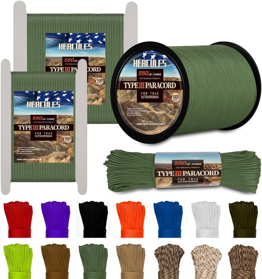 Amazon.com: FISHLUND Paracord 550 lb, 7 Strand Type III Paracord Rope ...