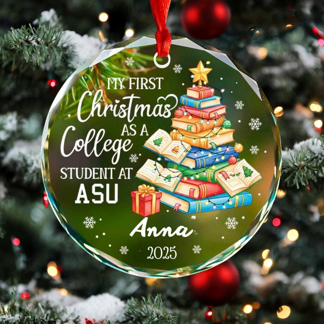Amazon.com: Personalized First Christmas As A College Students Glass ...