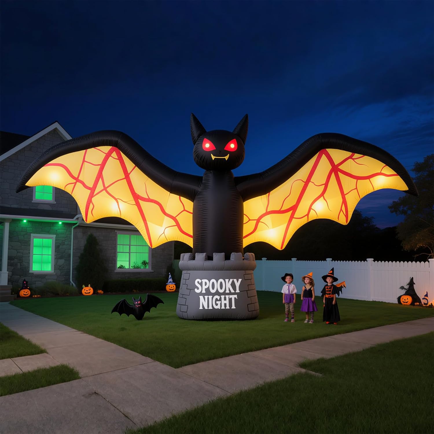 Amazon.com: 33FT Giant Halloween Inflatables Bat Outdoor Decorations ...