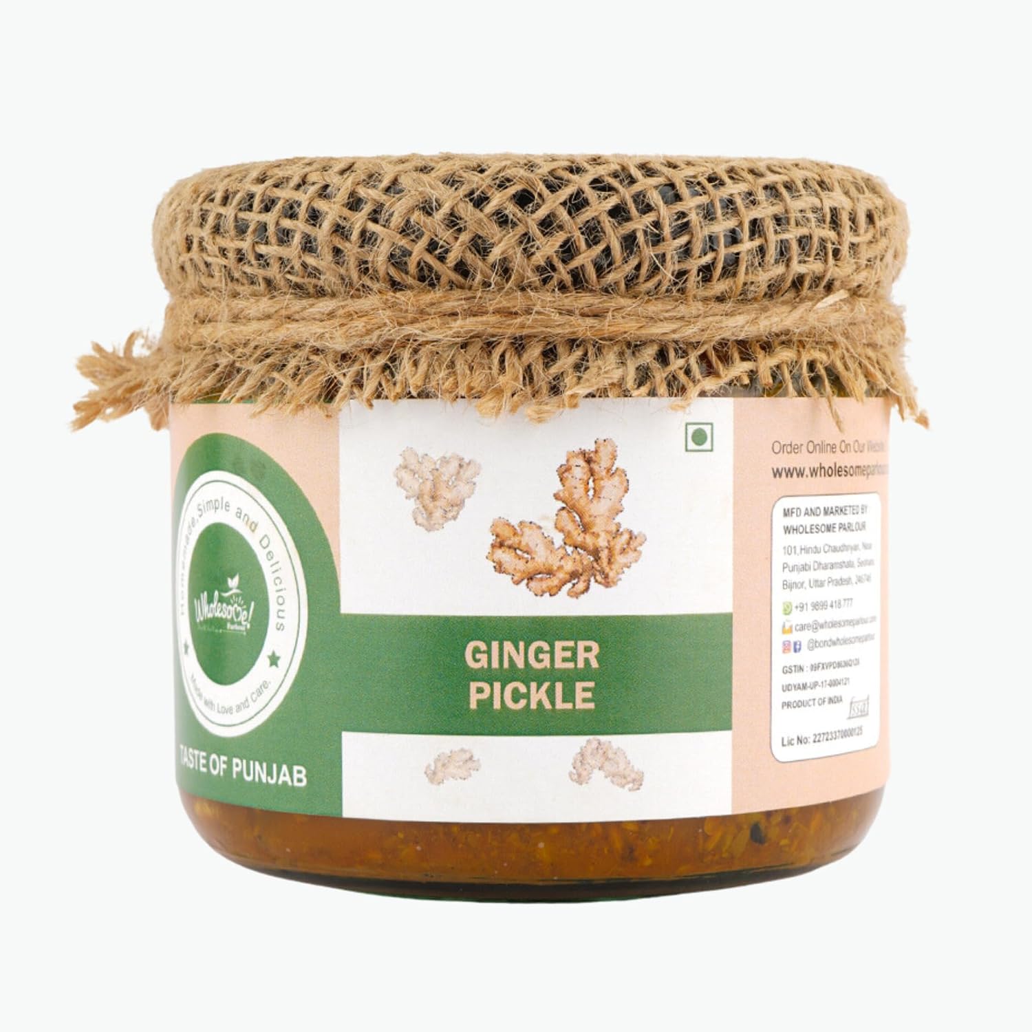 WHOLESOME PARLOUR Ginger Pickle, 200gm | Indian Homemade - Adrak ka ...