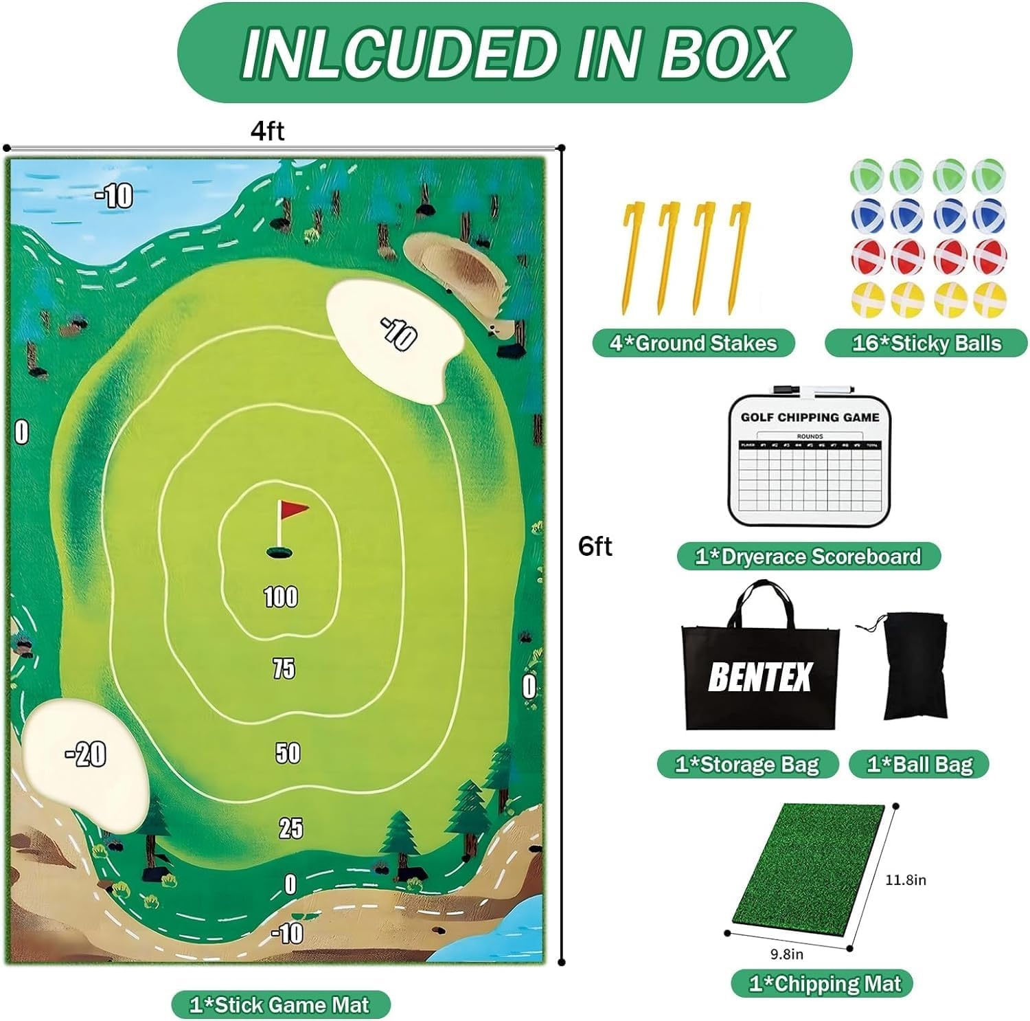 Golf Chipping Game Mat with Scoreboard Sticky Golf Practice Mats Indoor ...