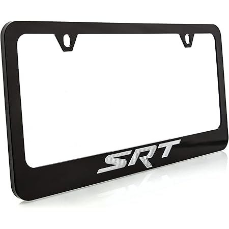 Amazon.com: Dodge SRT License Plate Frame (2 Hole, Black/Wide) : Automotive