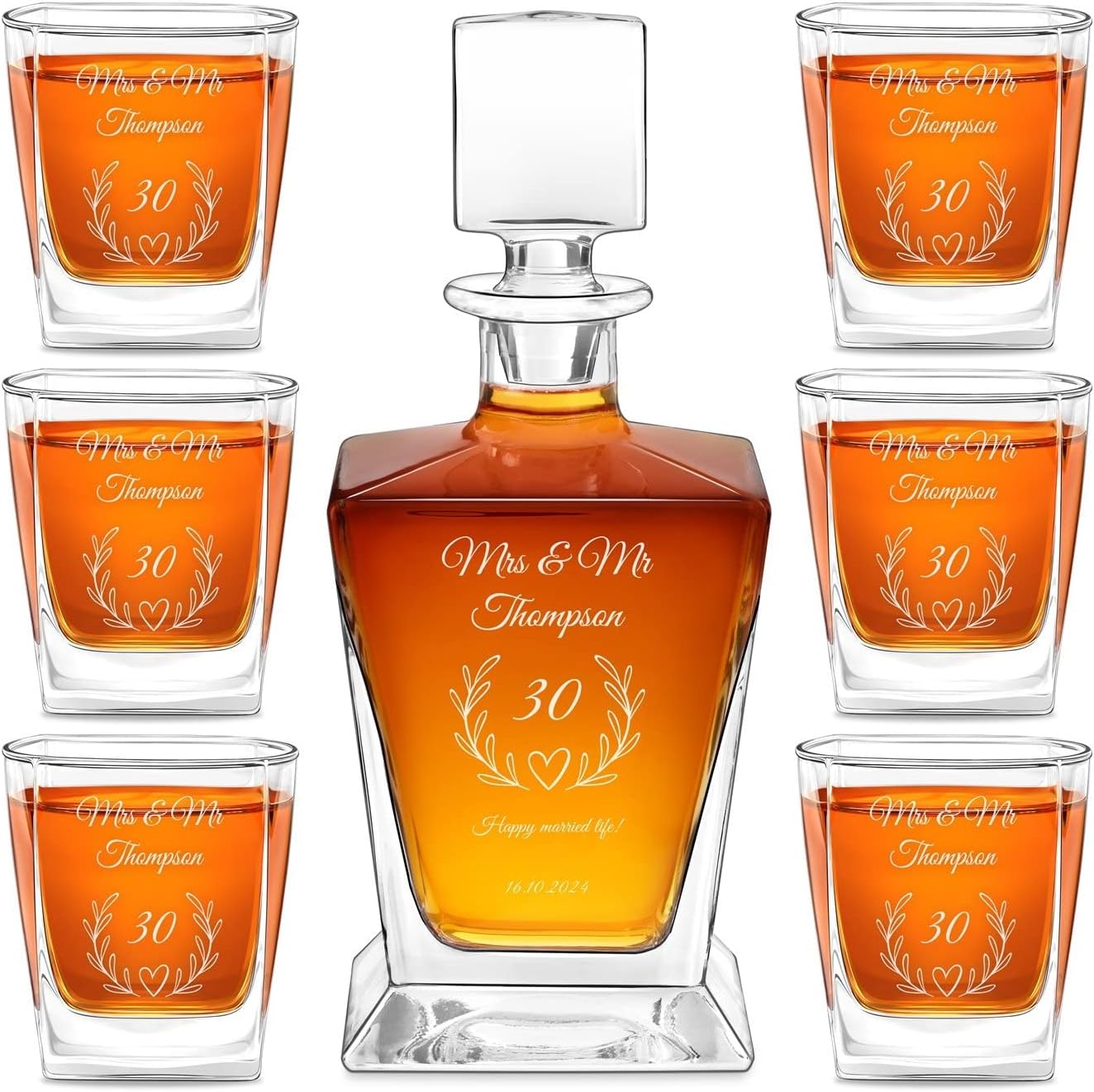 Amazon.com | Maverton Engraved Whiskey Set for couples - Customized ...