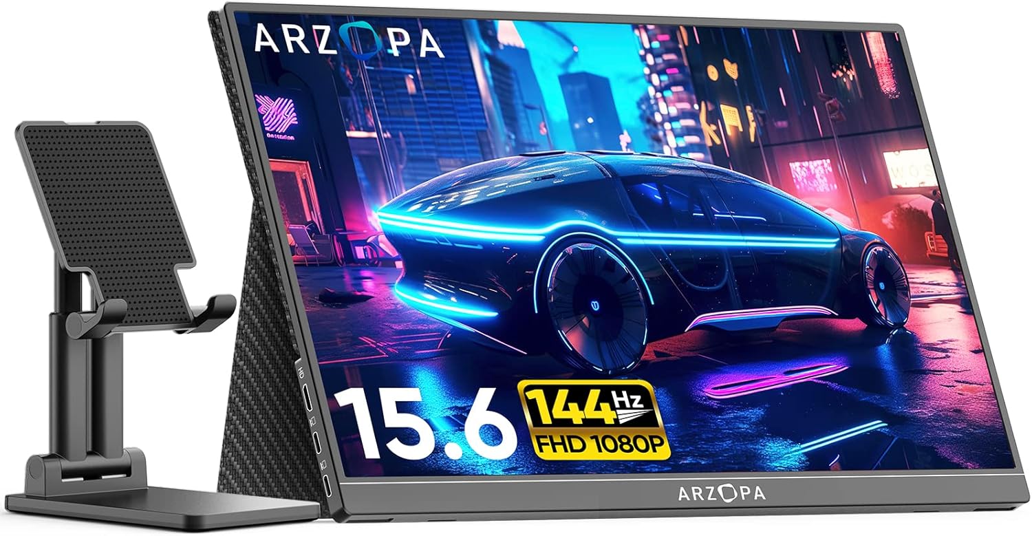 Amazon.com: Arzopa 15.6'' 144Hz Portable Gaming Monitor + Adjustable ...